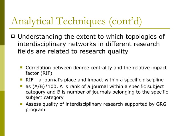 Chang network analysis | PPT