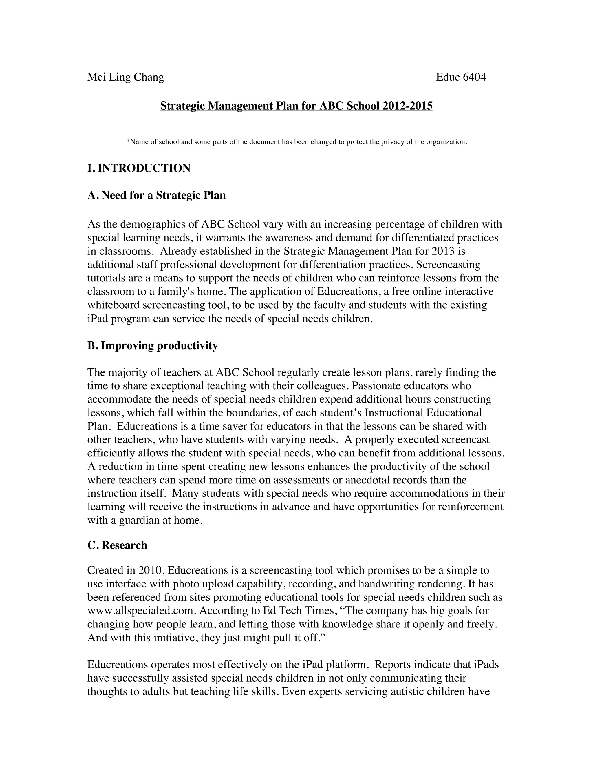 strategic management plan sample | PDF