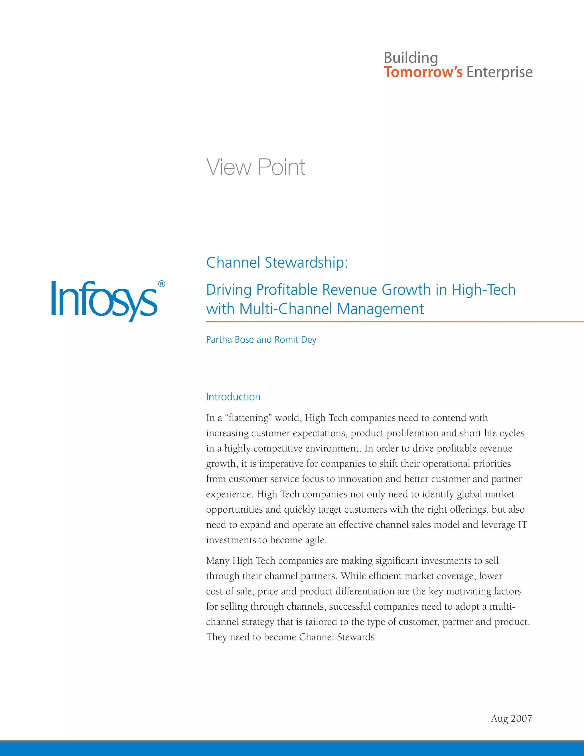 Infosys – Multi Channel Management Strategy | PDF