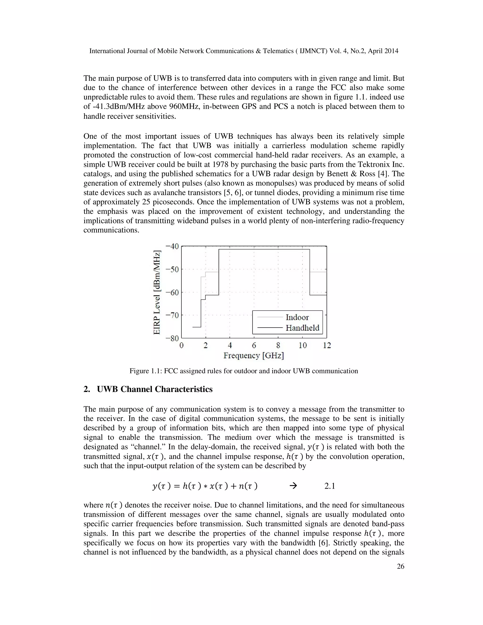 Channel characterization and modulation schemes of ultra wideband ...
