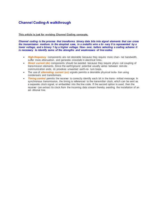 Channel coding a walkthrough | PDF