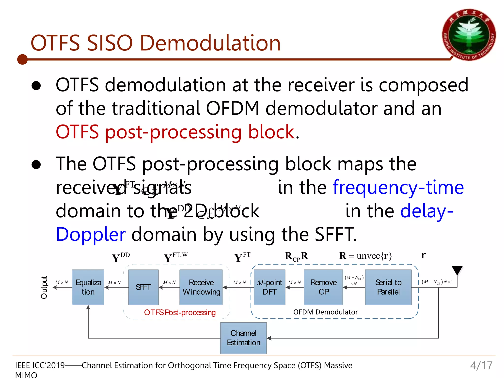 Channel estimation for orthogonal time frequency space (OTFS) massive MIMO.pptx