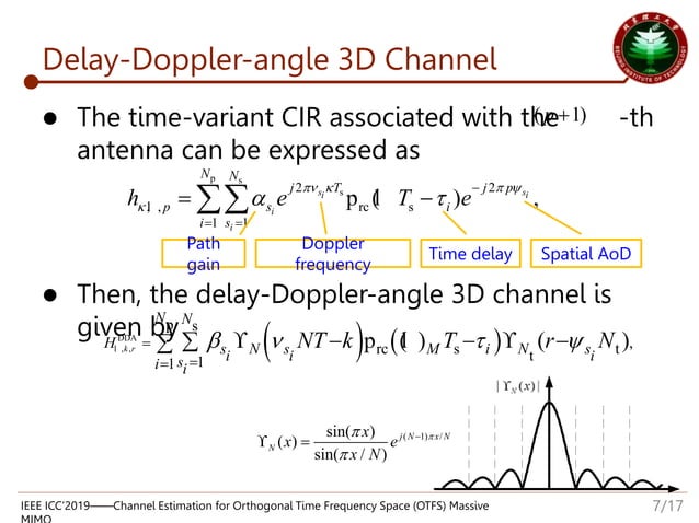 Channel estimation for orthogonal time frequency space (OTFS) massive MIMO.pptx