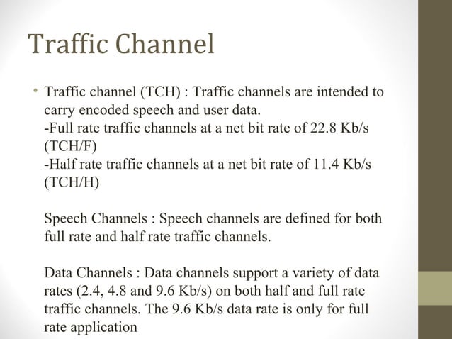 GSM channels | PPT | Computer Networking | Computing