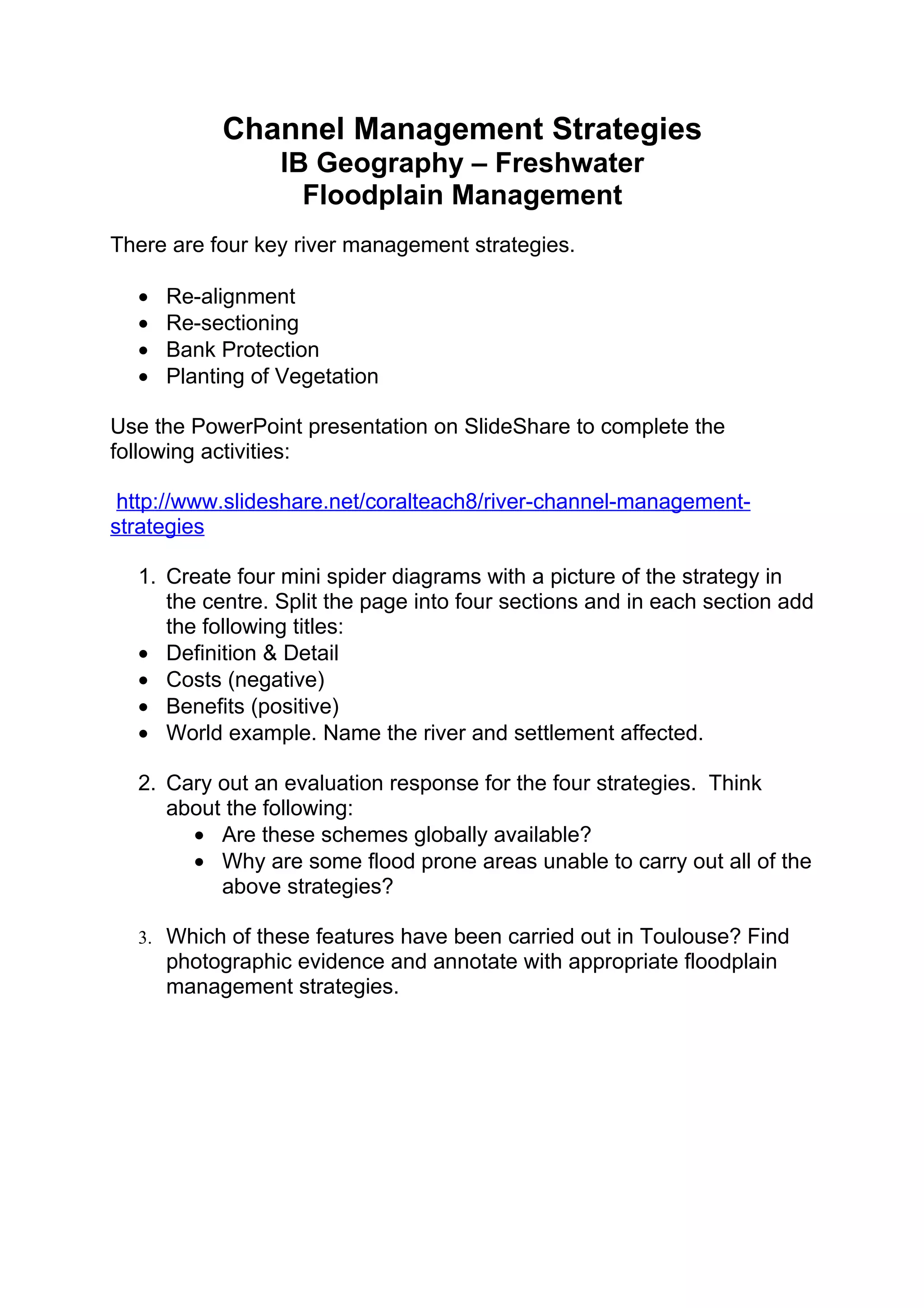 Channel management strategies | DOC