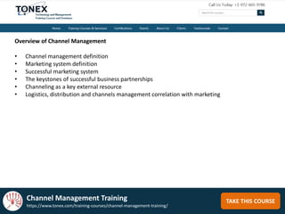 Channel Management Training | PPTX