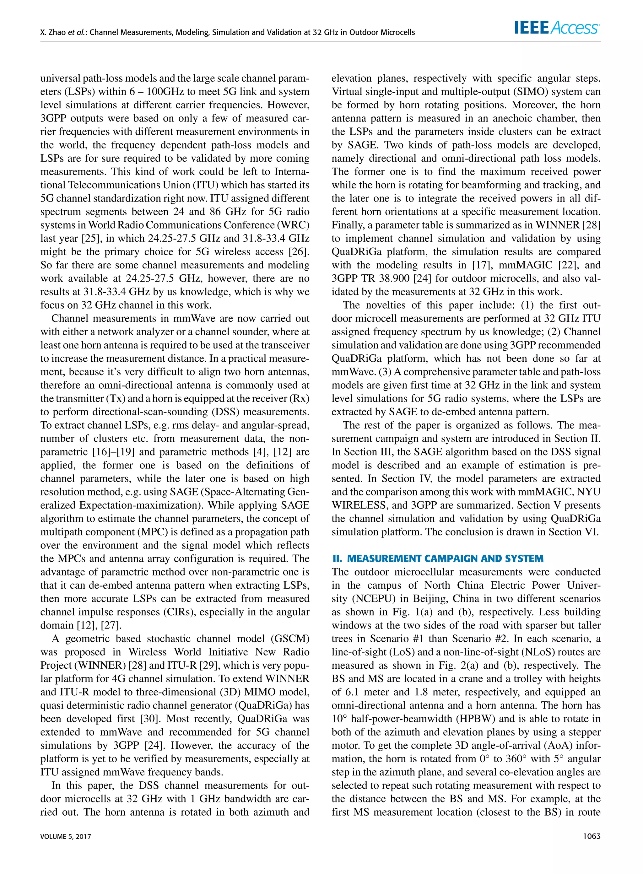 Channel Measurements, Modeling, Simulation and Validation at 32 GHz in Outdoor Microcells for 5G ...