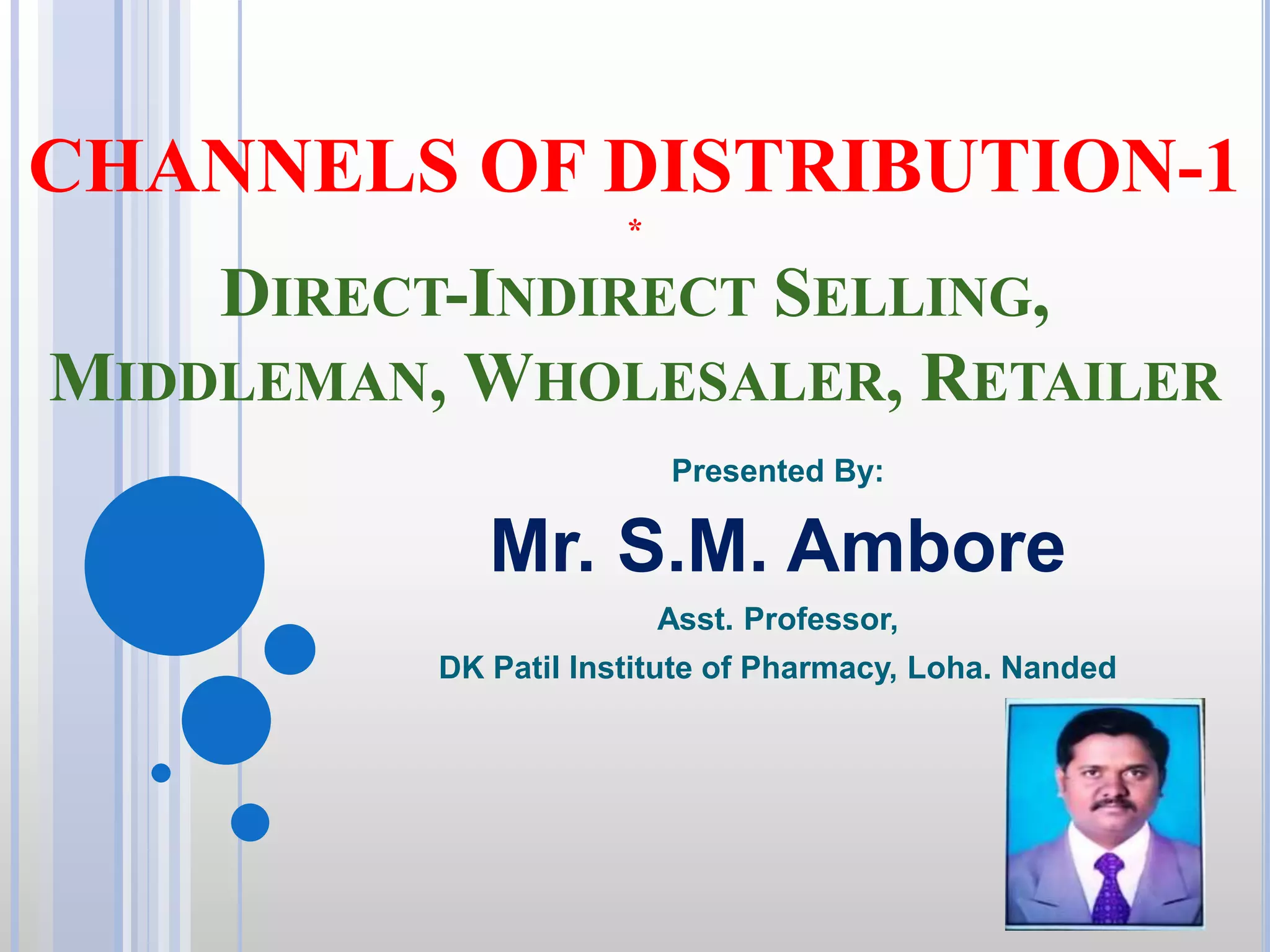 Channels of distribution- 1:DIRECT SELLING, INDIRECT SELLING, TYPES OF ...