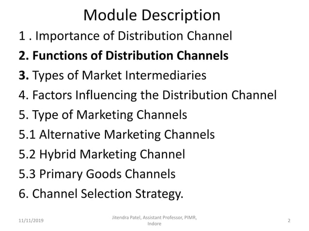 Channels of distribution in marketing | PPTX