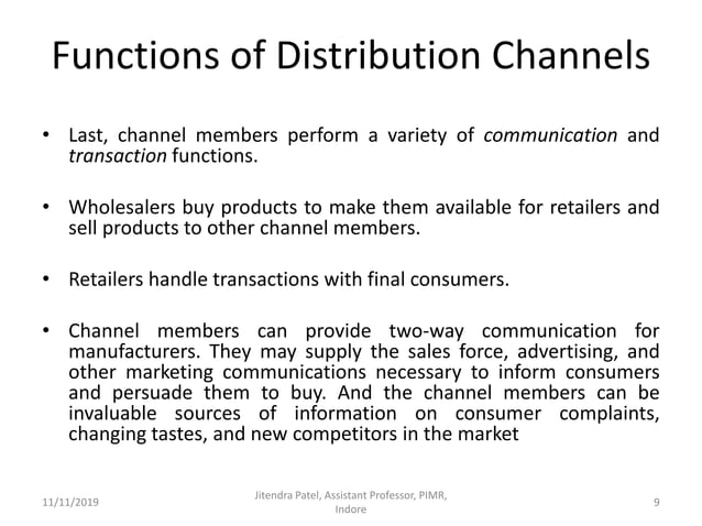 Channels of distribution in marketing | PPTX