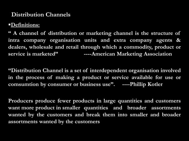 Channels of Distribution ppt | PPTX | Marketing and Advertising | Business