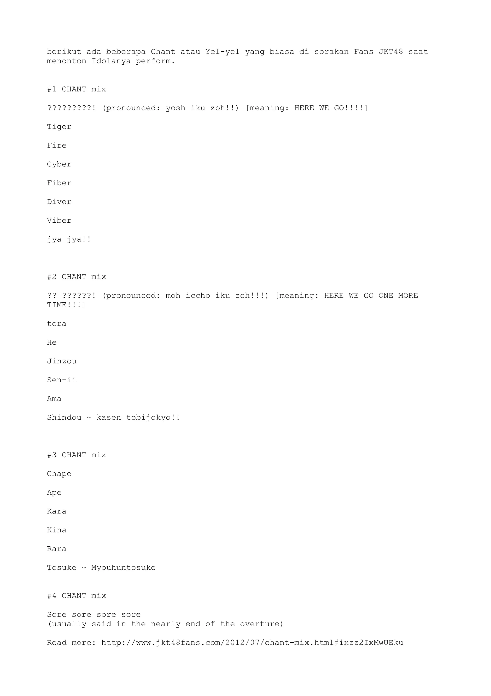 Chant jkt48 | TXT
