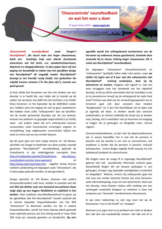 Chaoscontrole neurofeedback en wat het voor u doet (v10dd141214) | PDF
