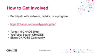 CHAOSS Metrics Overview and Examples | PPT