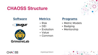 CHAOSS Metrics Overview and Examples | PPT
