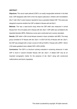 Chaoui 2016 csp 22q11 giãn khoang vách trong suốt | PDF