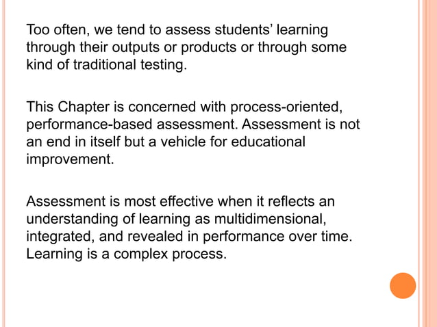 Chap.4 PROCESS-ORIENTED PERFORMANCE-BASED ASSESSMENT | PPTX