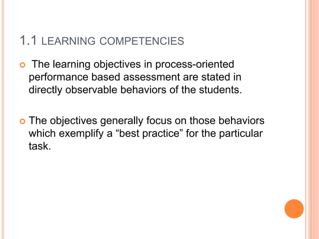 Chap.4 PROCESS-ORIENTED PERFORMANCE-BASED ASSESSMENT | PPTX