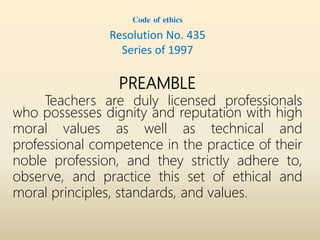 Socially Responsible Teachers: Moral and Ethical | PPTX