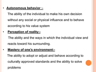 Mental health and illness- Basic theoretical concepts | PPTX