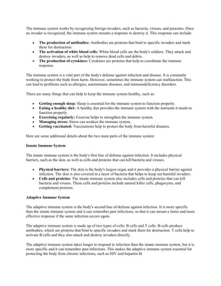 Immune system | PDF | Infectious Diseases | Diseases and Conditions