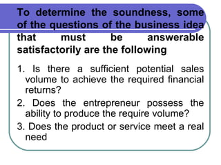 Chap. 4 the search for sound business ideaEntrepreneurship Chapter 4 | PPT