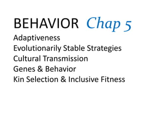 Chap 5 Kin Selection Altruism | PPTX
