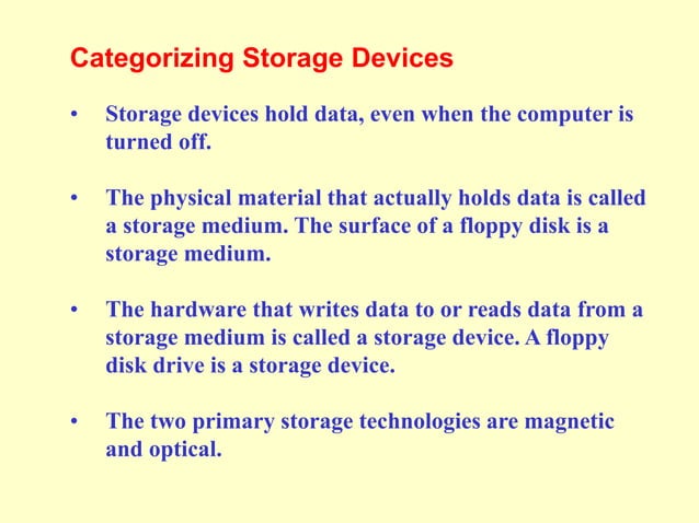 Types of Storage Devices | PPT | Data Storage and Warehousing | Computing