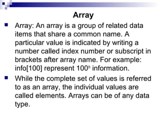 Chap 7(array) | PPT