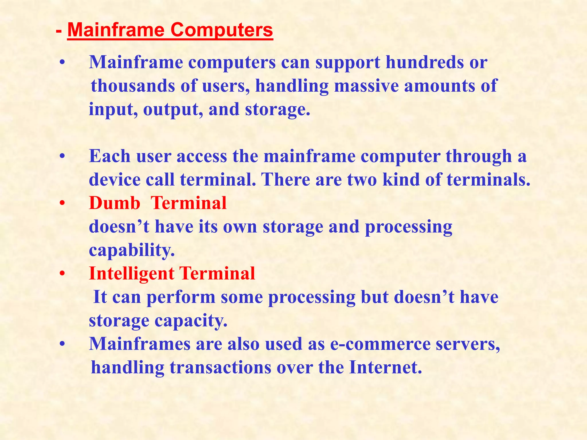 Classification of computers (- Minicomputers) (Microcomputers) | PPT