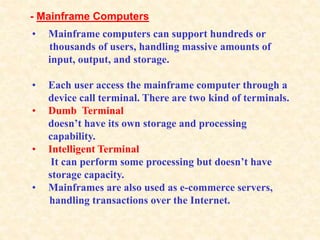 Classification of computers (- Minicomputers) (Microcomputers) | PPT