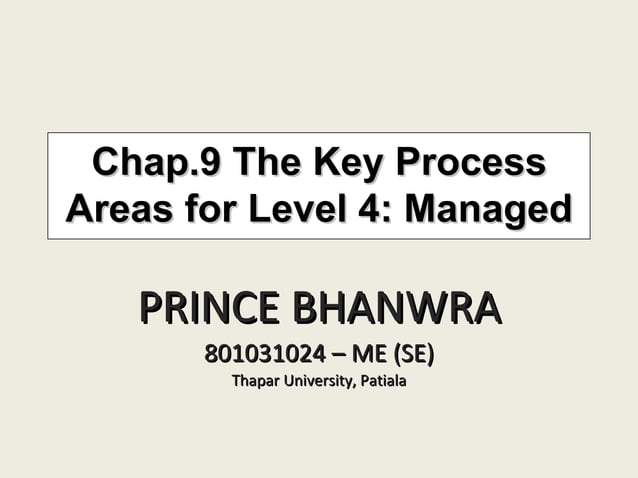 Chap.9 the key process areas for level 4 | PPT