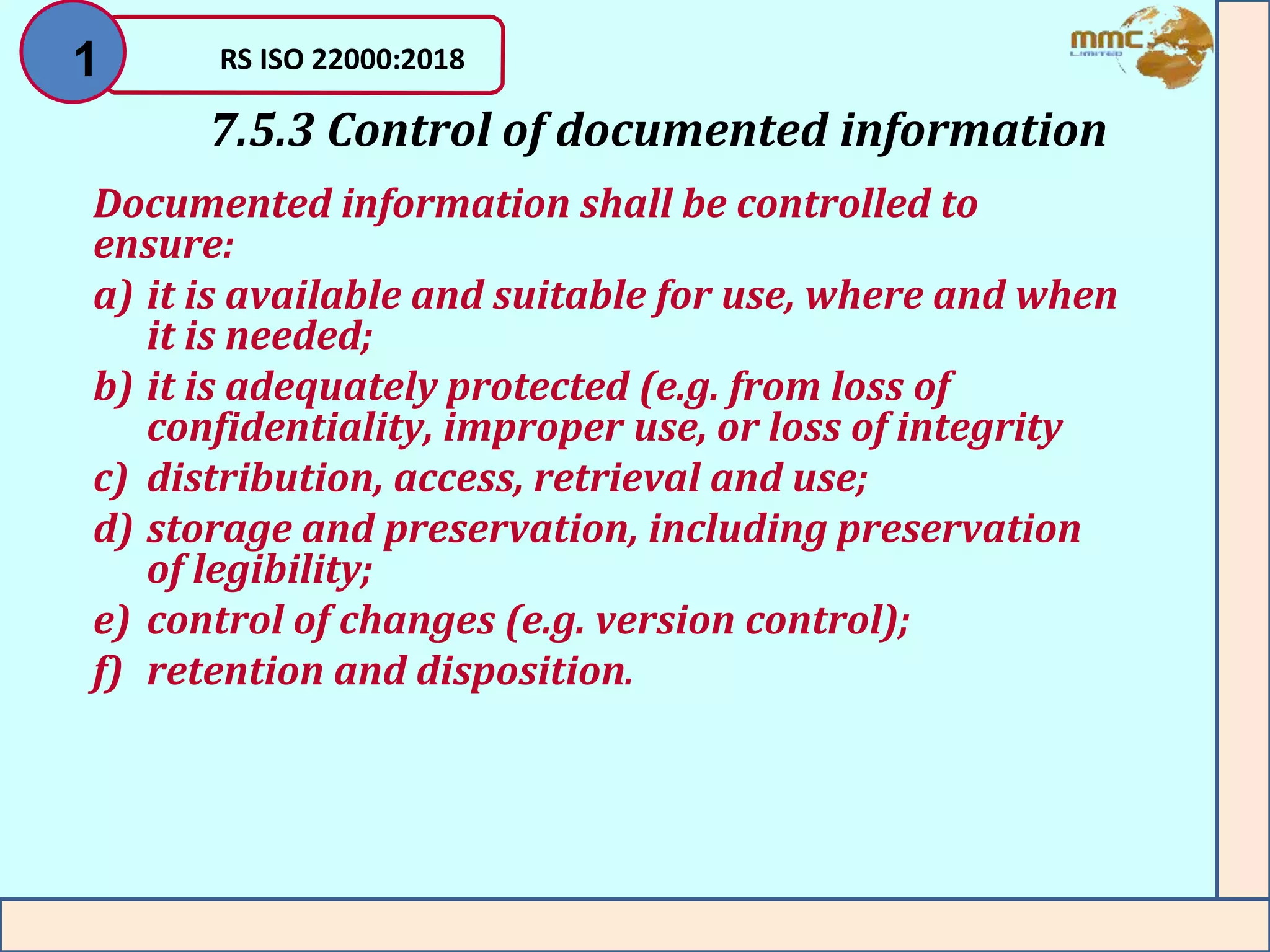 OVERVIEW -RS ISO22000 RS 184 HACCP QUIREMENTS (Chapter 0 - 2 ) | PPT