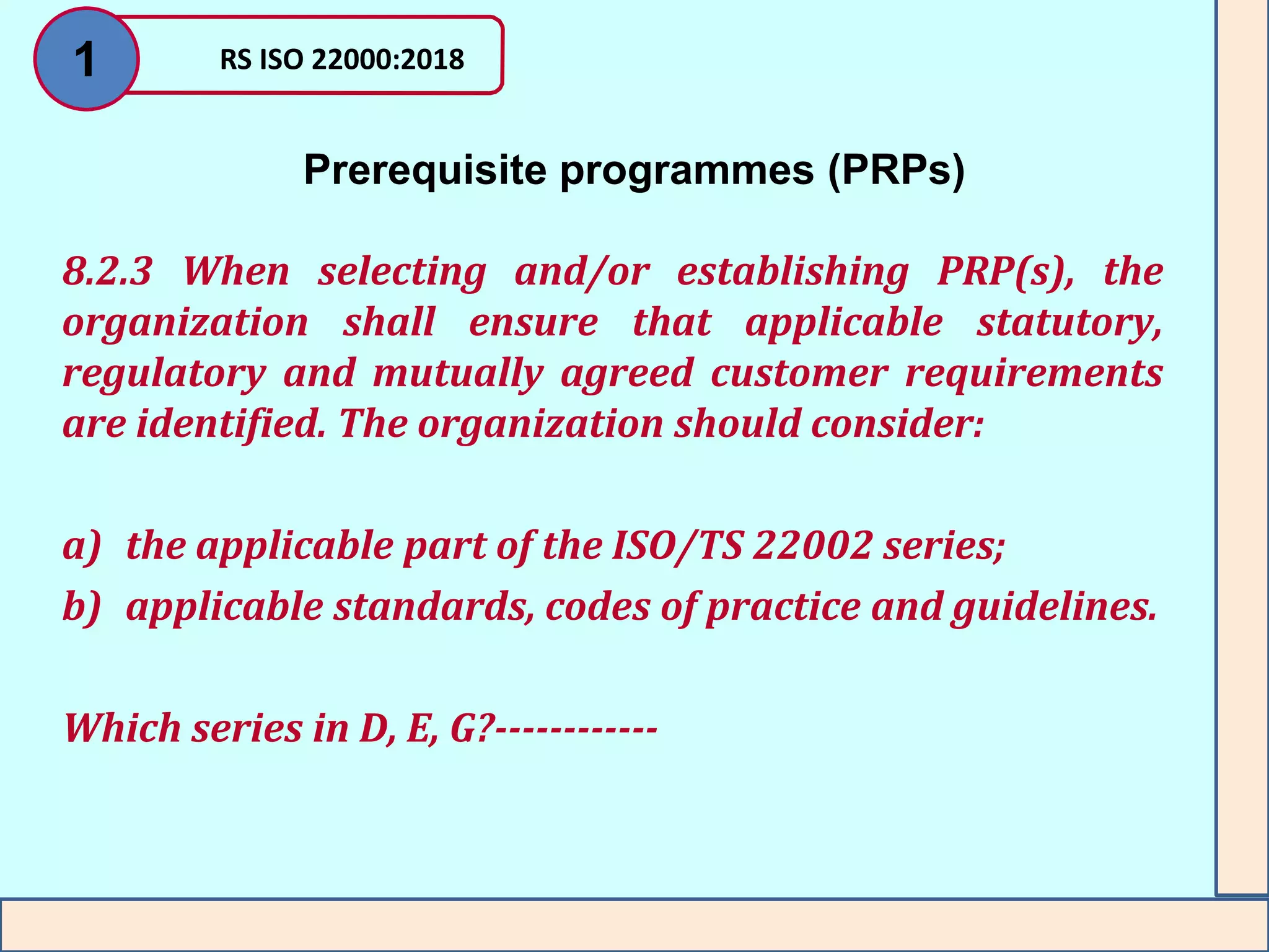 OVERVIEW -RS ISO22000 RS 184 HACCP QUIREMENTS (Chapter 0 - 2 ) | PPT