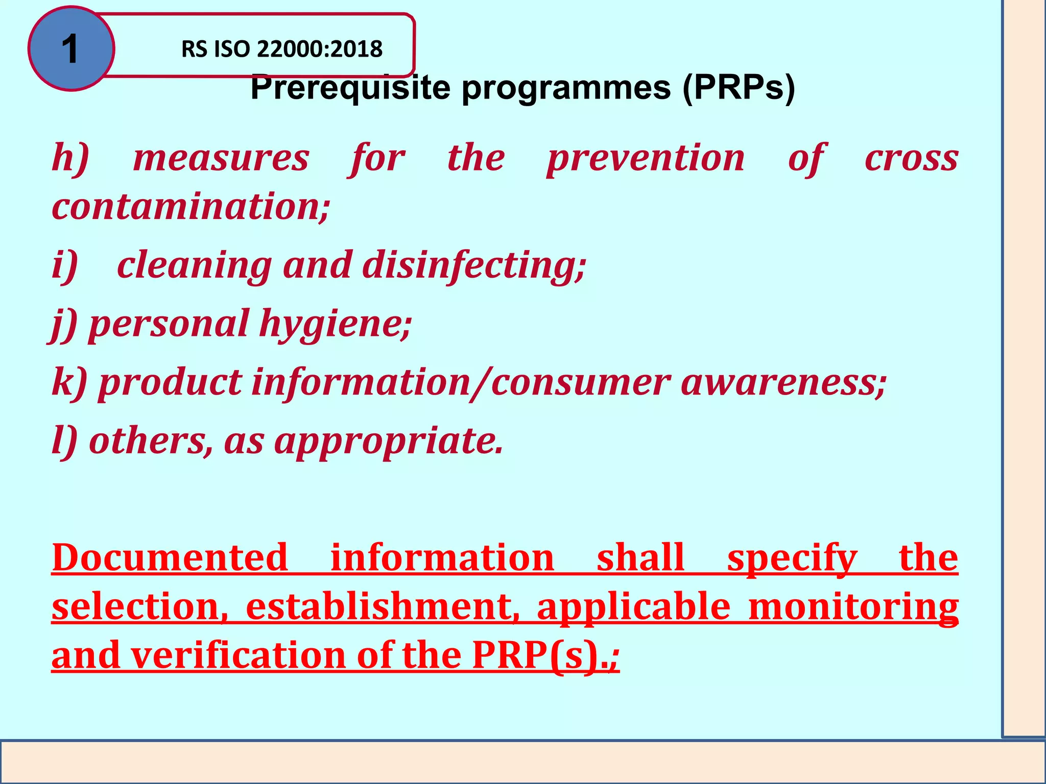 OVERVIEW -RS ISO22000 RS 184 HACCP QUIREMENTS (Chapter 0 - 2 ) | PPT