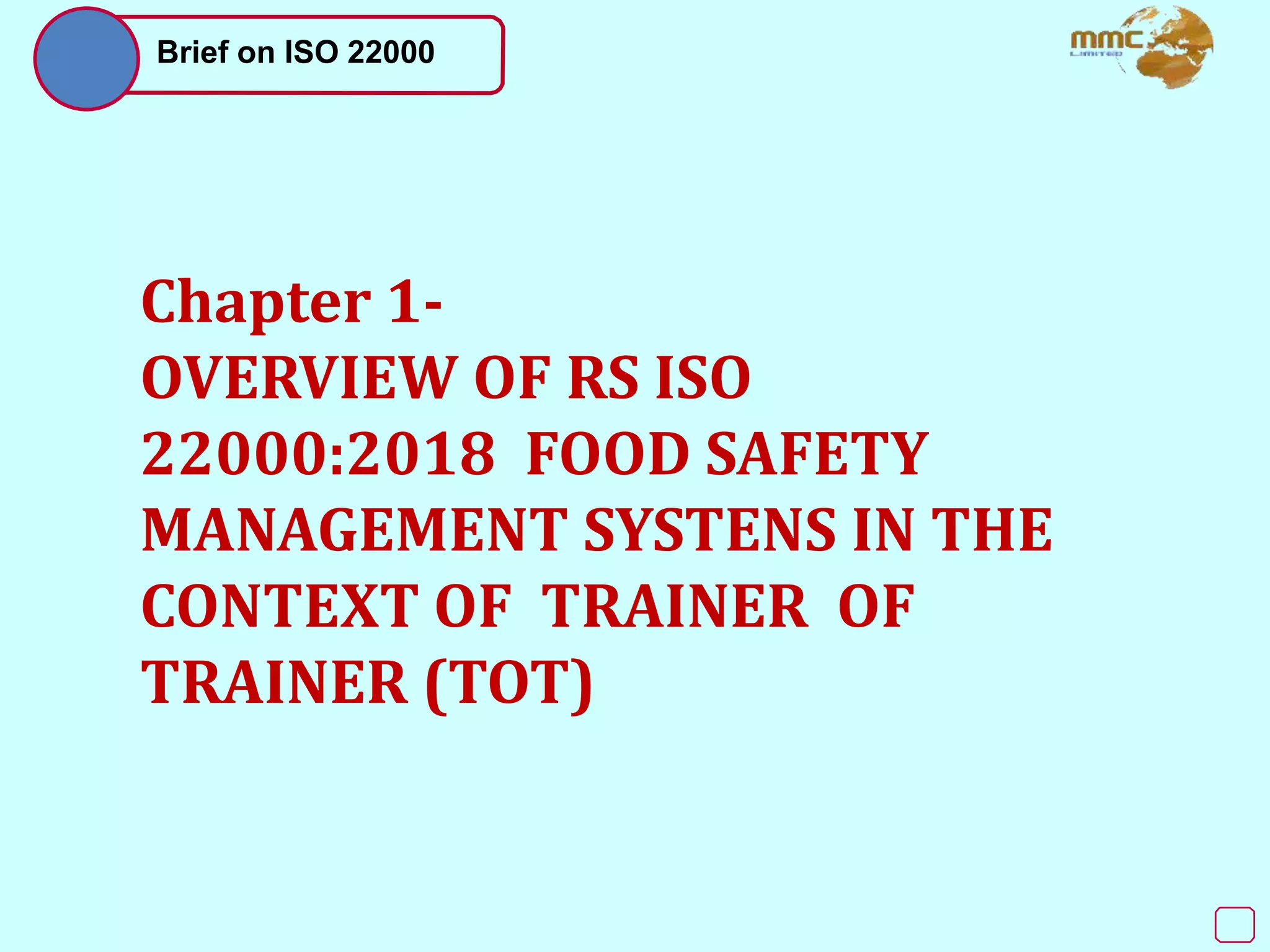 OVERVIEW -RS ISO22000 RS 184 HACCP QUIREMENTS (Chapter 0 - 2 ) | PPT