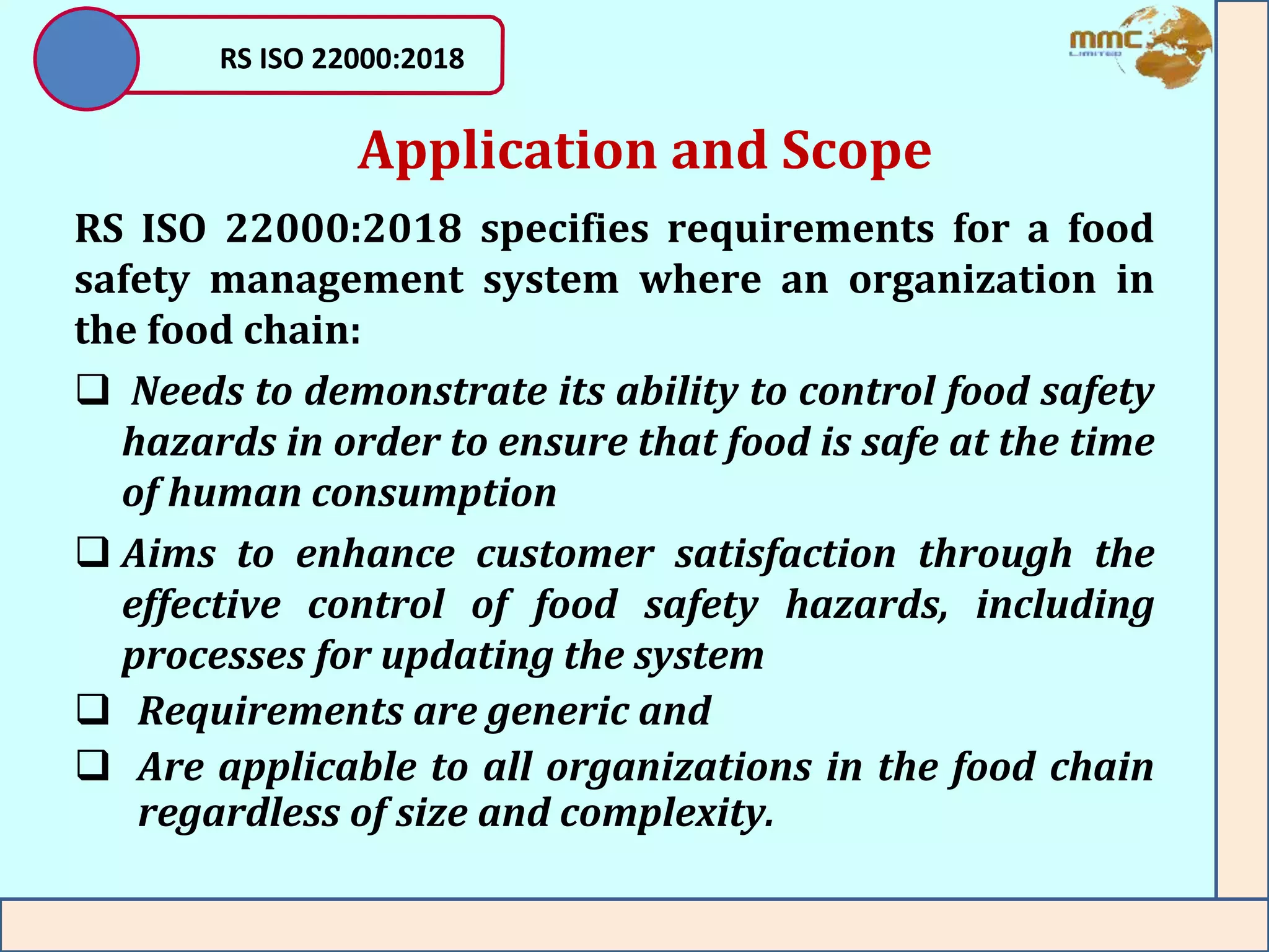 OVERVIEW -RS ISO22000 RS 184 HACCP QUIREMENTS (Chapter 0 - 2 ) | PPT
