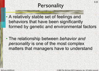 HBO Handout Chapter 3 (Individual Differences and Work Behavior) | PPT