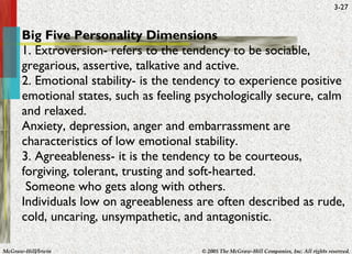 HBO Handout Chapter 3 (Individual Differences and Work Behavior) | PPT