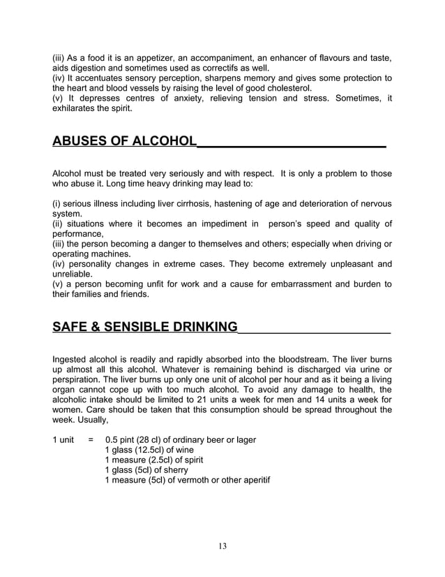 F & B Service Notes for 2nd Year Hotel Management Students: Chap 01 ...