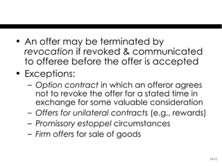 Chapter 10 – The Agreement: Offer | PPT