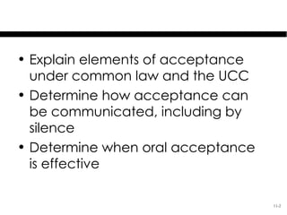 Chapter 11 – The Agreement: Acceptance | PPT