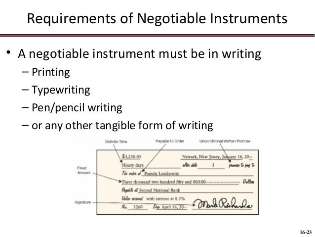 BUS 116 Chap016 negotiable instruments