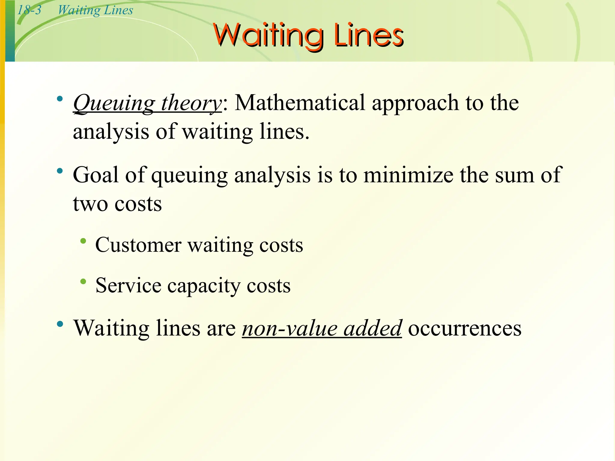 Chap018_Waiting Lines Queuing Theory Models | PPT