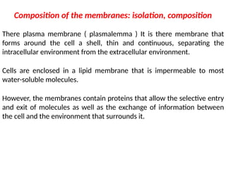 chap 02.(Les membranes biologiques) pptx | PPTX