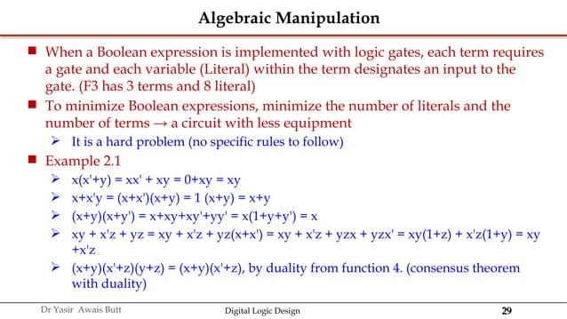 Digital Logic Design presentation Boolean Algebra and Logic Gates.pptx