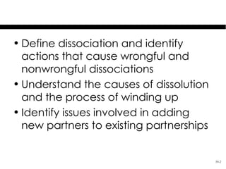 Chapter 39 – Partners’ Dissociation and Partnerships’ Dissolution and Winding Up | PPT