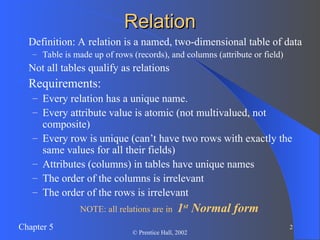 Logical DataBase Design and the Relational Model | PPT