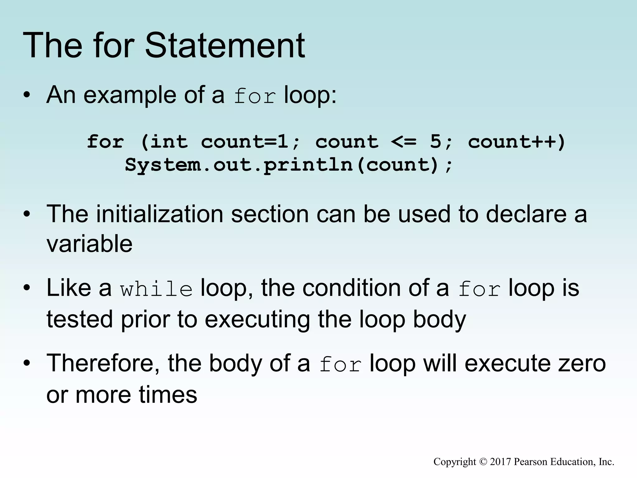 Chapter 6 - More conditionals and loops | PPT