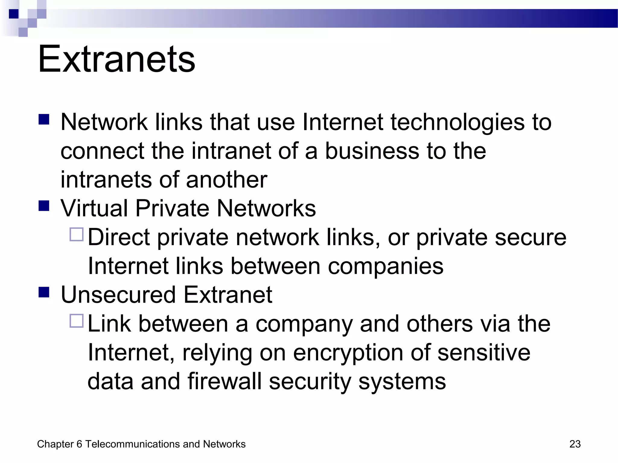 Chap06 Telecomunications and Networks | PPT